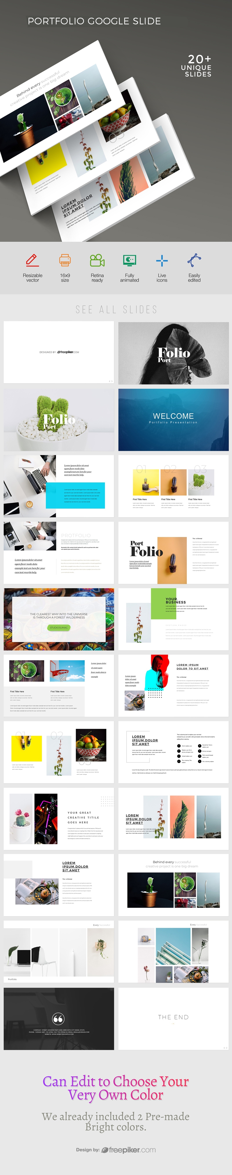 Freepiker Simple Portfolio Google Slide Template
