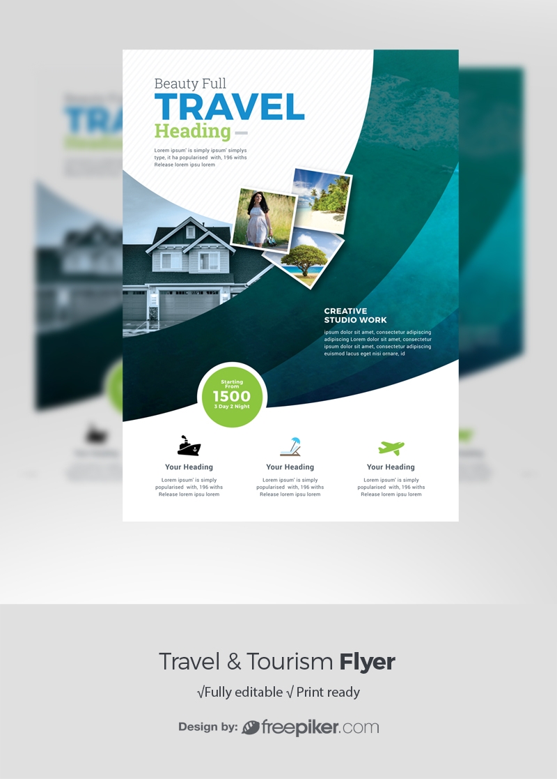 Freepiker Travel Tourism Flyer With Abstract